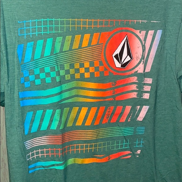 Volcom | Shirts | Volcom Green Multi Colored Tee Size Small | Poshmark